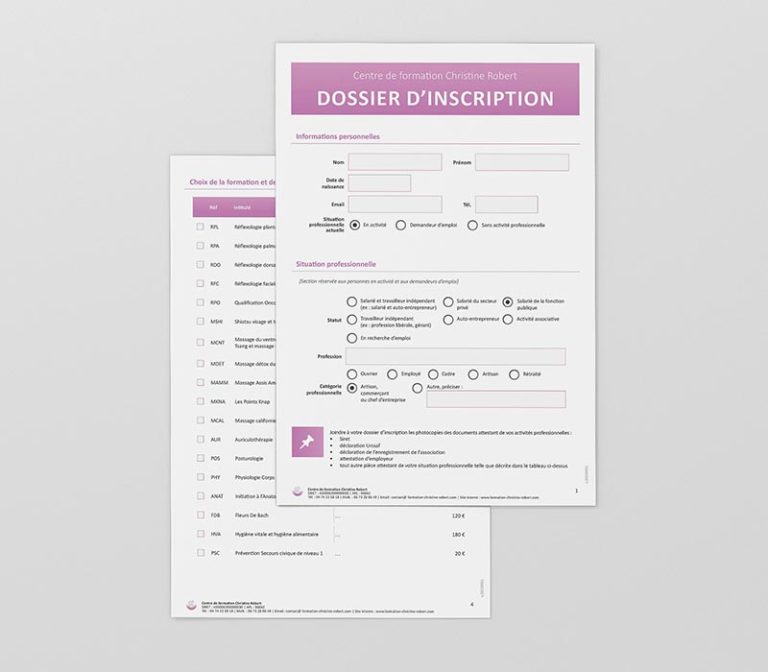 Inscription formation – Centre de formation Christine Robert